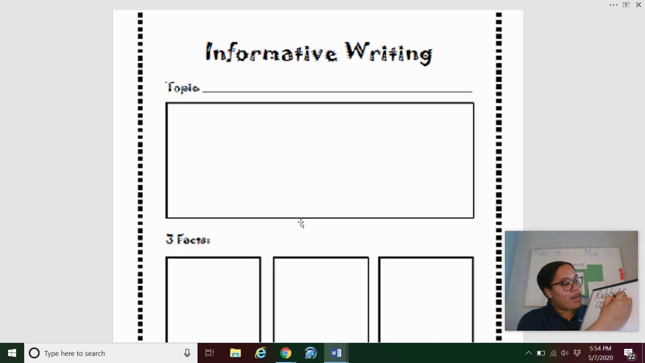 LES - Kindergarten Writing Week 9 Remote Learning Day 3 - YouTube