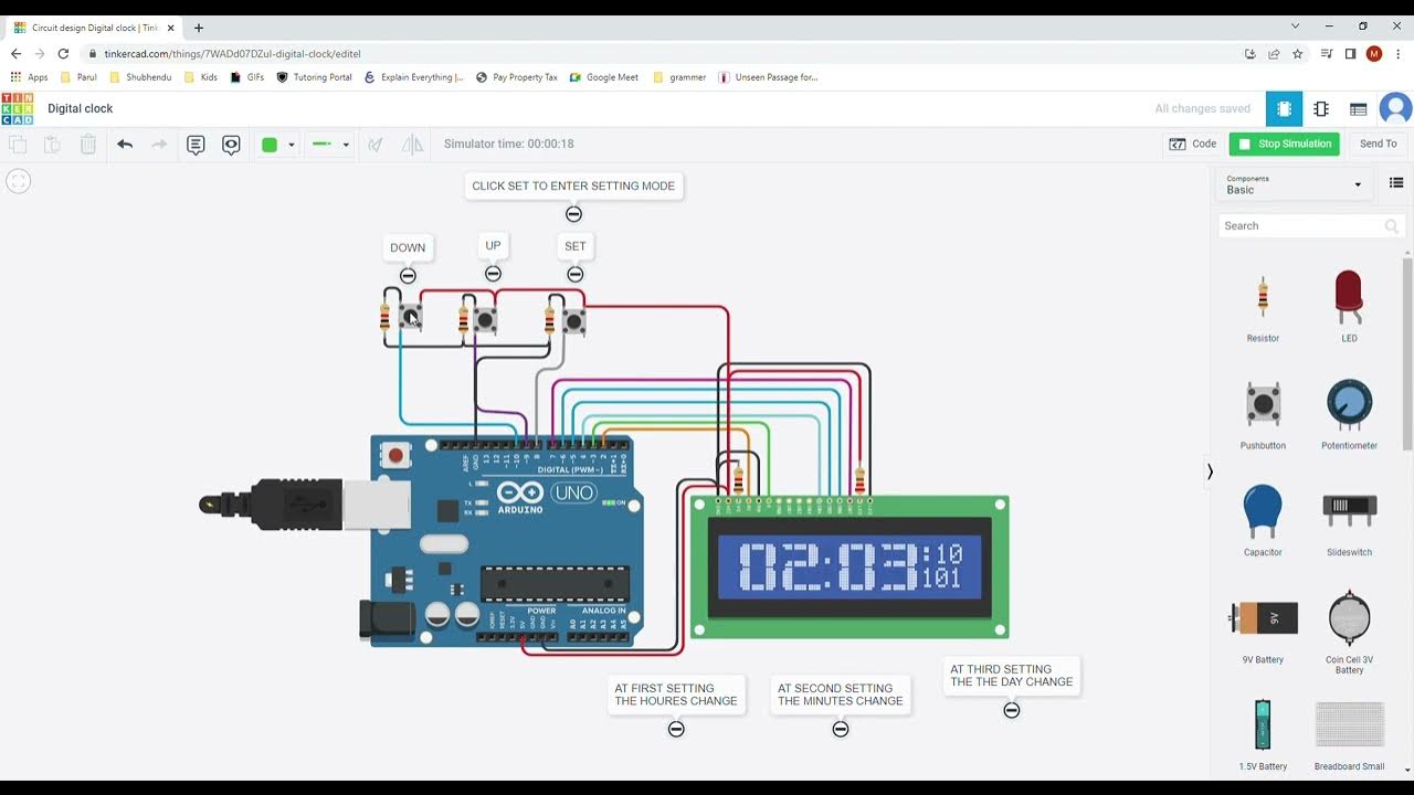 Circuit design Digital clock Tinkercad - YouTube