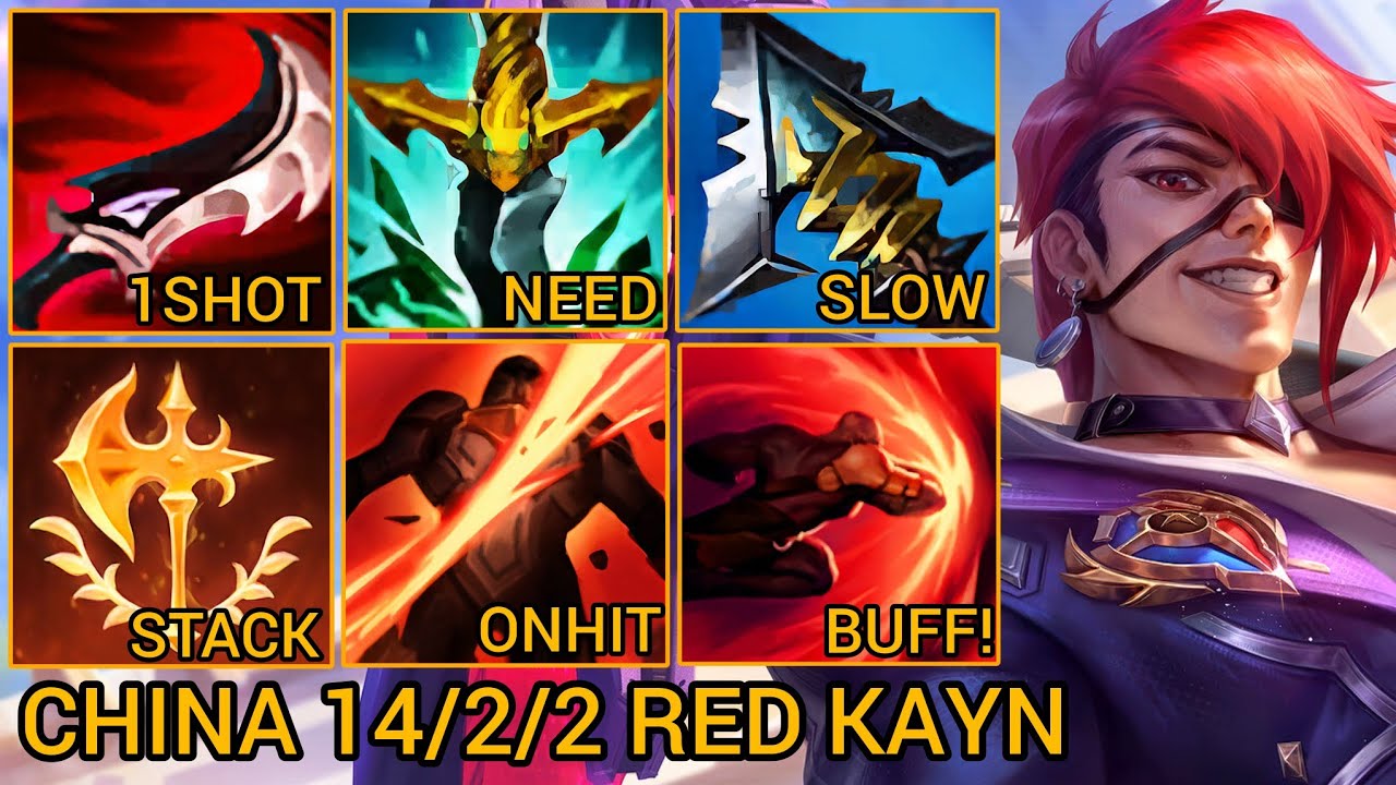 Challenger Red Kayn 14/2/2 MVP - China Server Wild Rift High Elo Tier ...