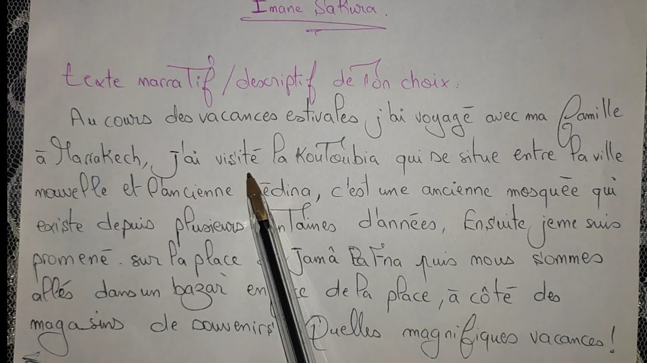 l'expression écrite ️ ️ sur "voyage à Marrakech " texte narratif ...