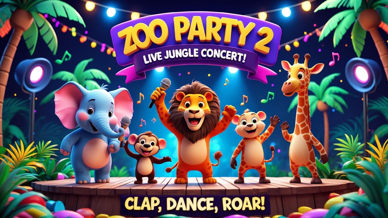 The Zoo Party 2 🎶🦁 Fun Animal Dance Song for Kids | Sing & Dance Along ...
