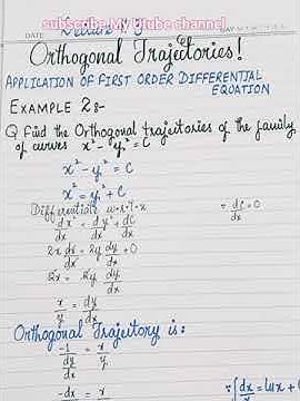 Orthogonal trajectories | Application Of First Order Differential Equation - YouTube