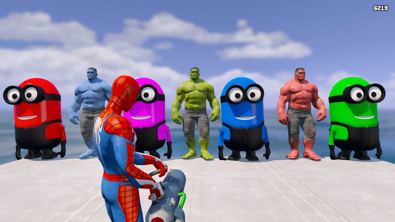 SPIDERMAN VS COLORFUL MINIONS (Euphoria Physics & Funny Fails) ep.41 ...