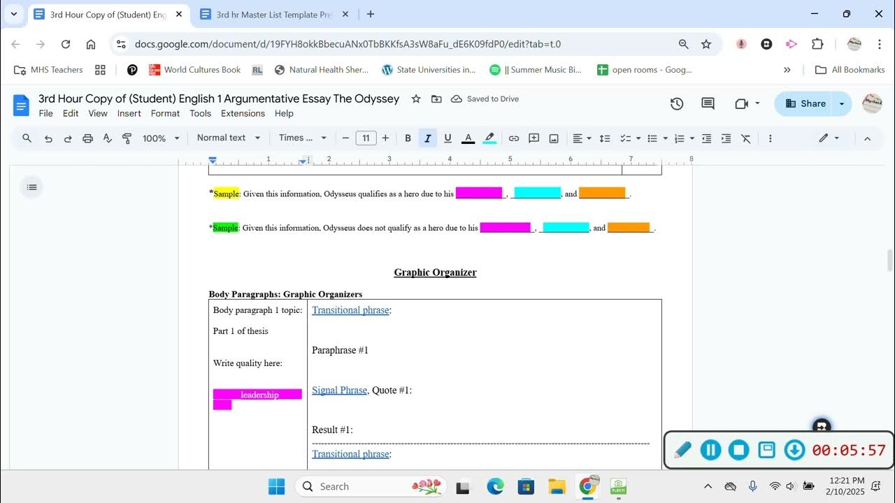 The Odyssey Graphic Organizer Instructions - YouTube