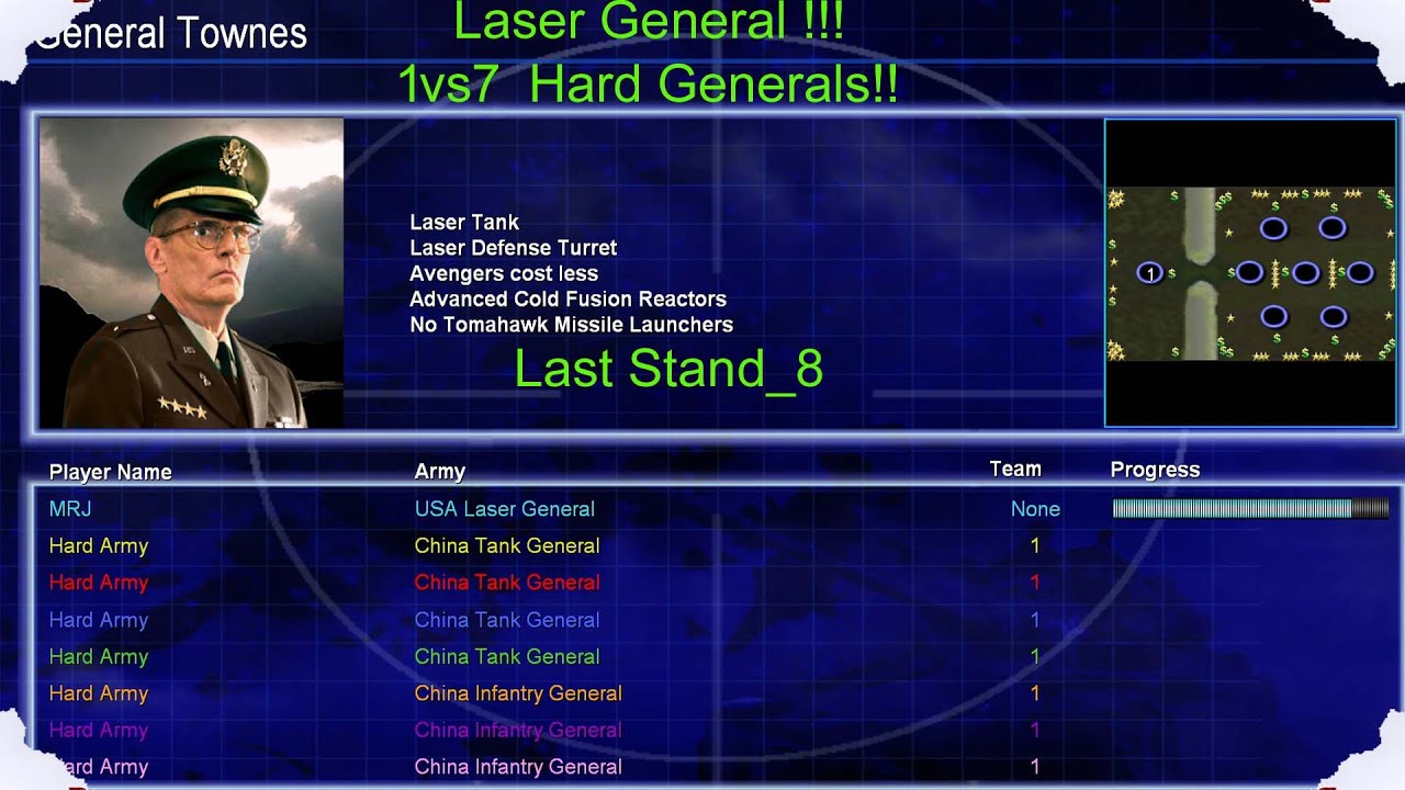 Laser General 1 vs 7 Hard Generals. (Last Stand_8) - YouTube
