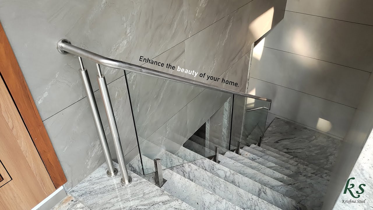 Clear glass staircase railing | Modern glass railing design | SS glass ...
