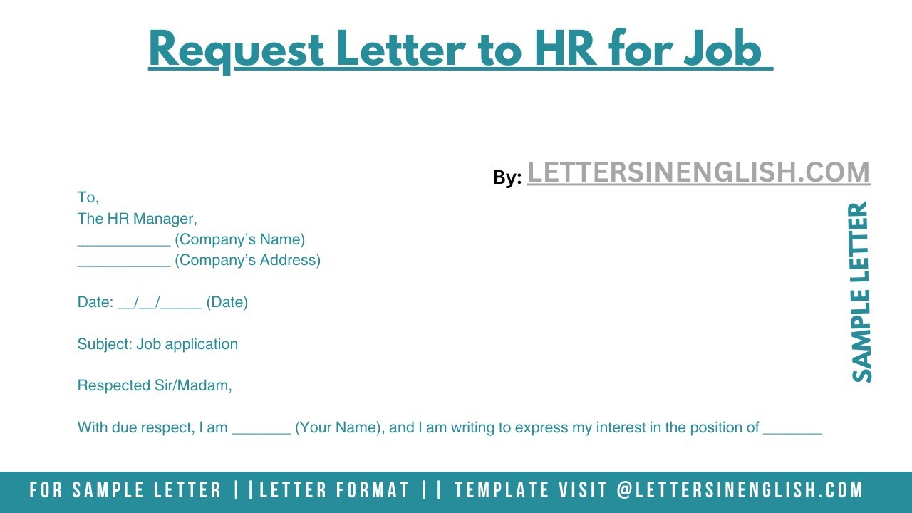 Request Letter To HR For Job - YouTube
