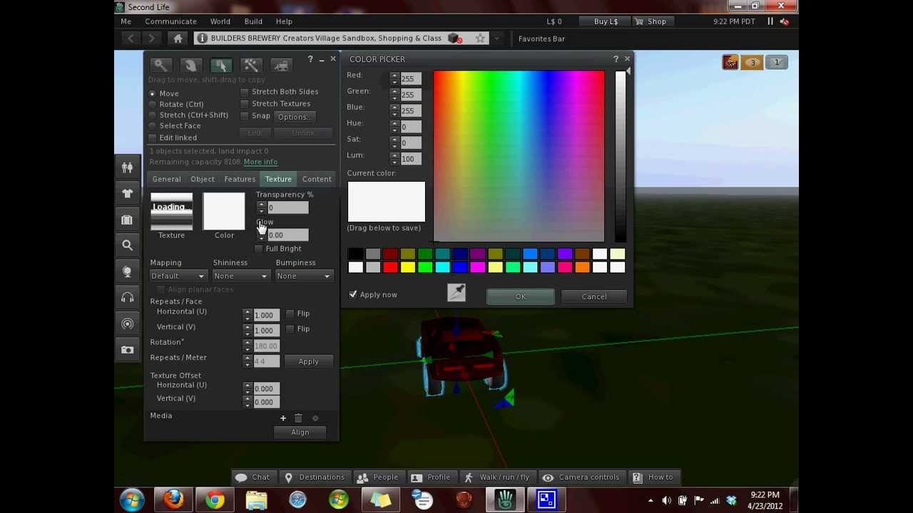 basic editing (colors) of avatars on second life - YouTube