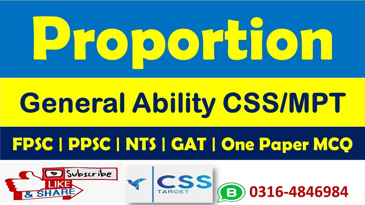 Proportion Questions for CSS General Ability Portion & One Paper MCQ's ...