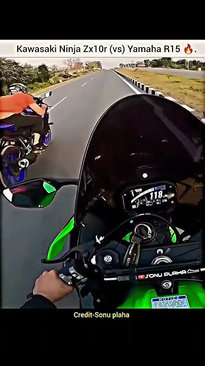 Drag Race Kawasaki Ninja Zx10r vs R15 🔥 #shorts #bike #rider #dragrace #zx10r #r15v4#kawasaki # ...