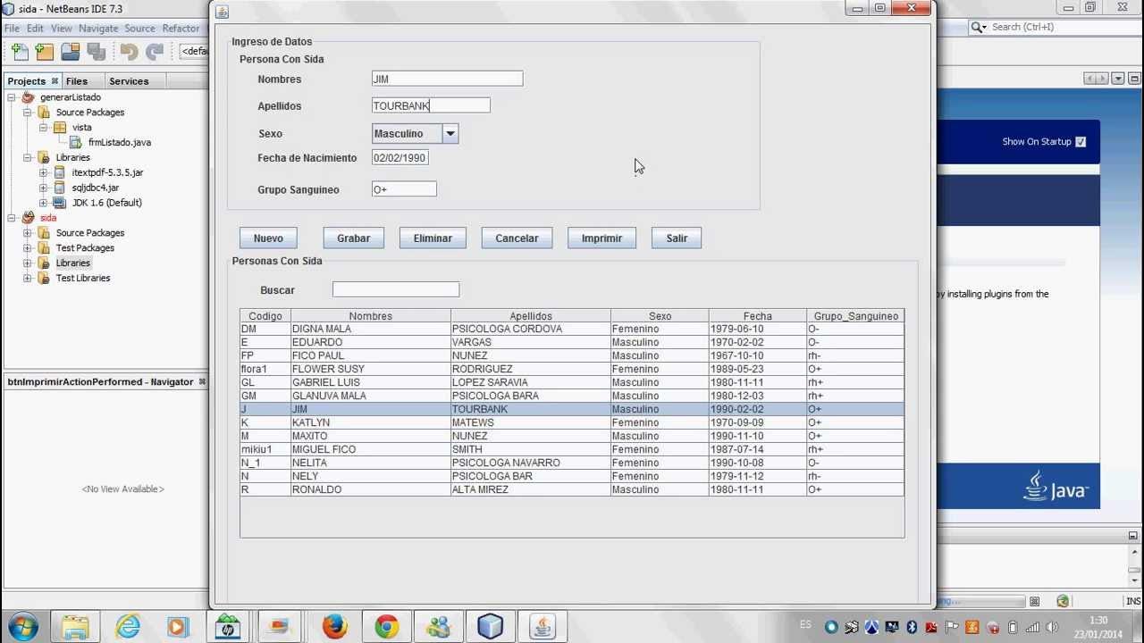 Sistema Registro con java Netbeans Insertar Modificar Eliminar Buscar Imprimir + Codigo fuente ...