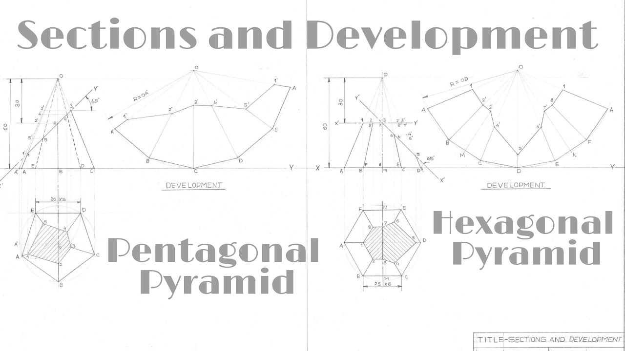 Sections And Development SG 14 | Solid Geometry | Pentagonal Pyramid ...