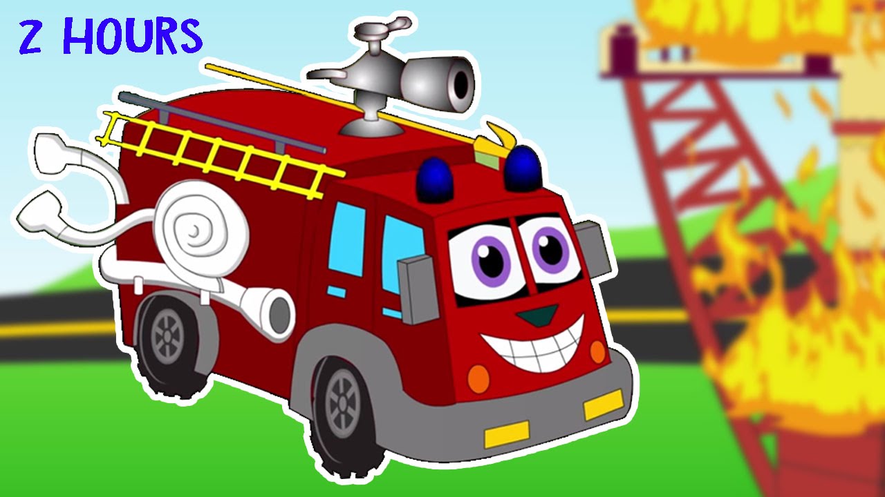 Wheels On The Bus Rhymes | Frozen Cartoons | Fire Truck Collection ...