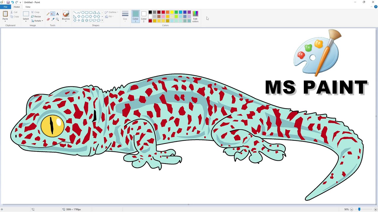 How to draw a Tokay gecko in MS Paint - YouTube