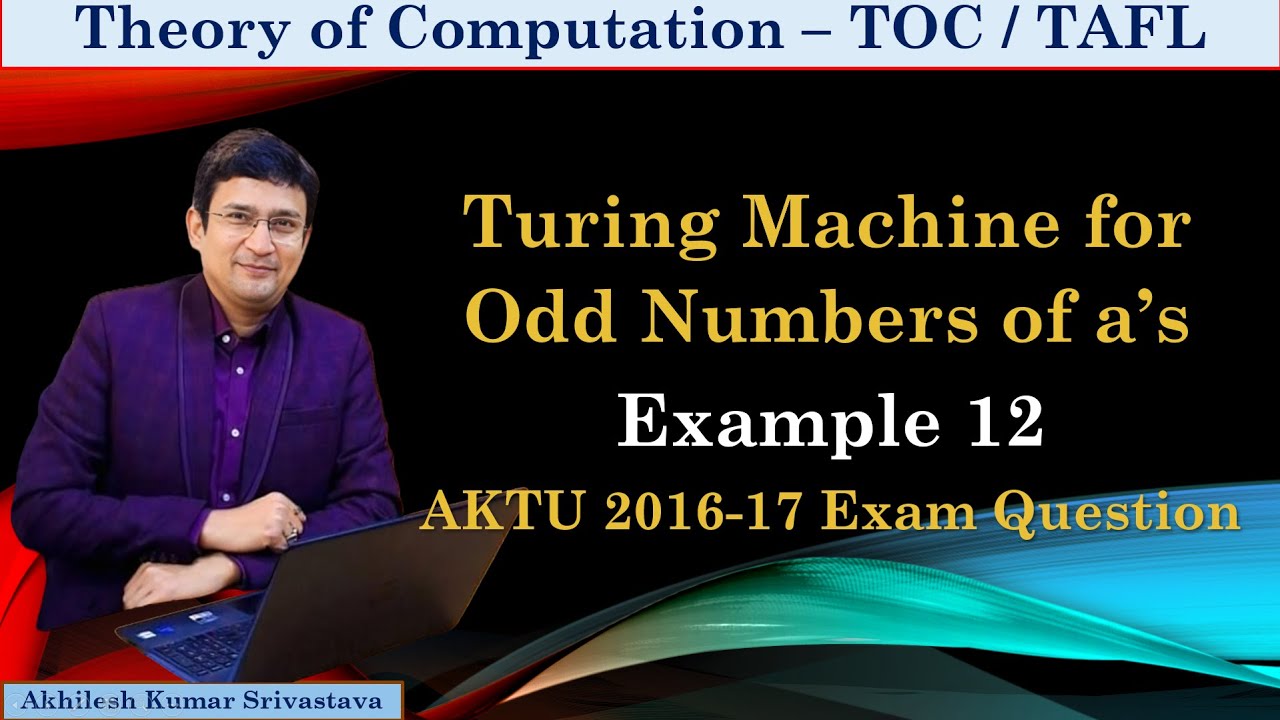 Turing Machine for odd number of a's || AKTU 2016-17 Exam Question ...