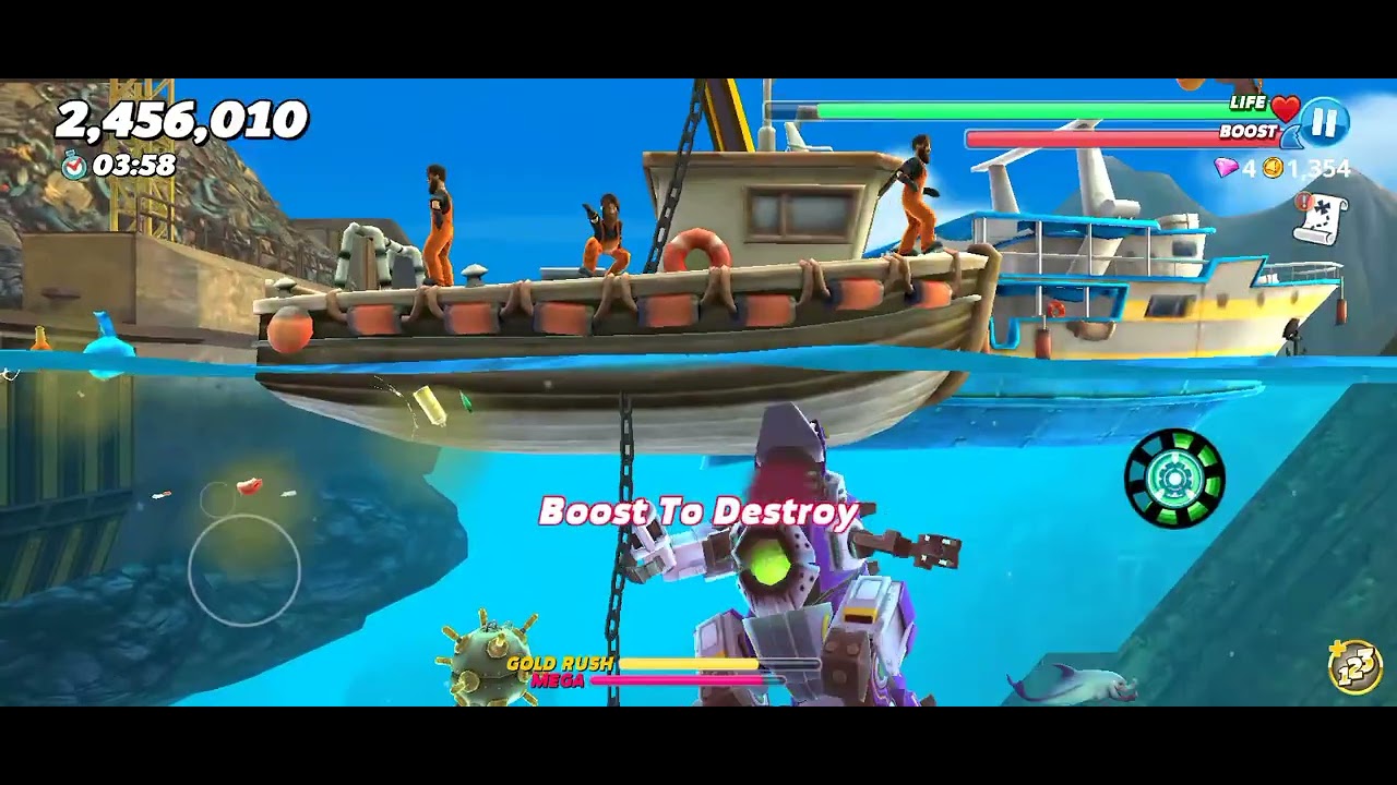 Mecha sharkjira to kill people's , fish. fight this big ship and kill ...