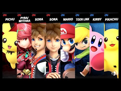 Pichu and Pyra Mythra and Sora and Sora VS Mario and Toon Link and ...