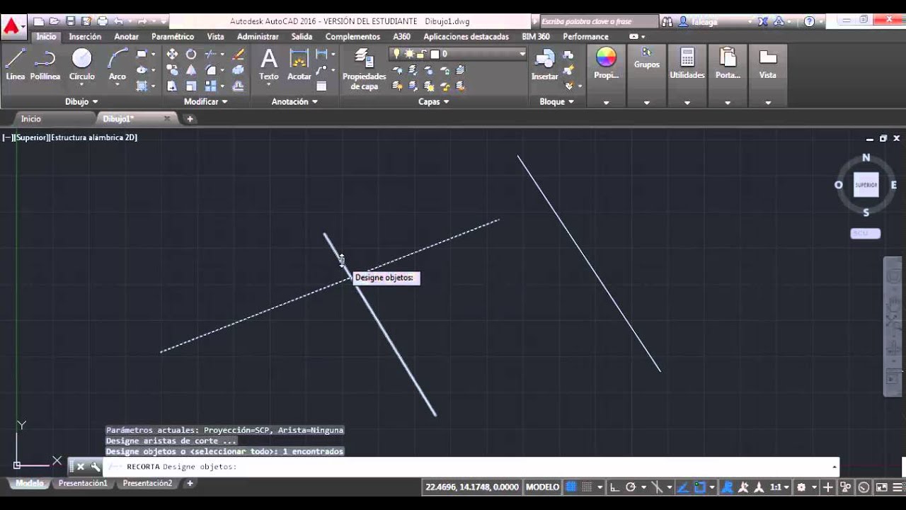 Recortar y Alargar en Autocad 2016 - YouTube