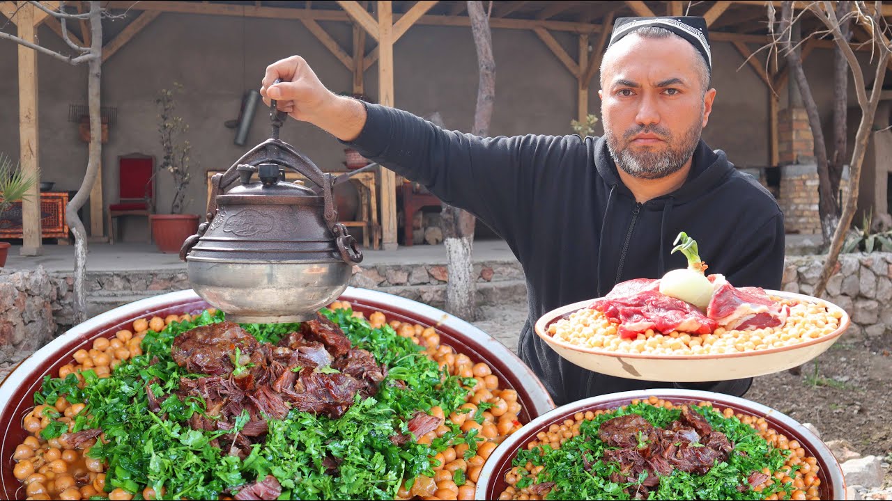 No'xat sho'rak avg'on qozonda | Uzbek dishes nokhat shorak in an Afghan ...