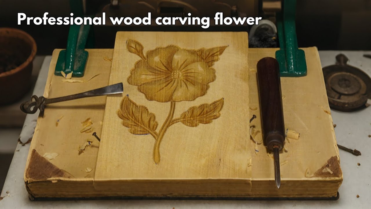 Professional wood carving flower - YouTube