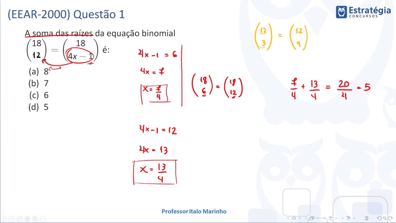 03 Binômio de Newton Resolução de questões 01 ~ 07 - YouTube