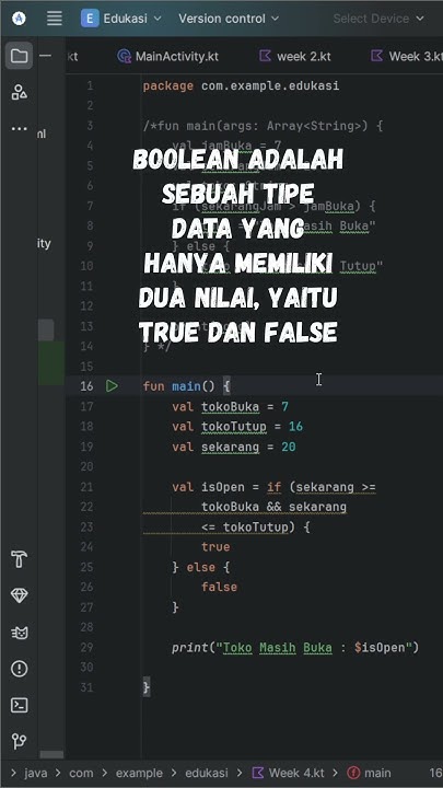 Belajar Kotlin - If Else dan Boolean #tutorial #kotlin #coding #belajarcoding #programming # ...
