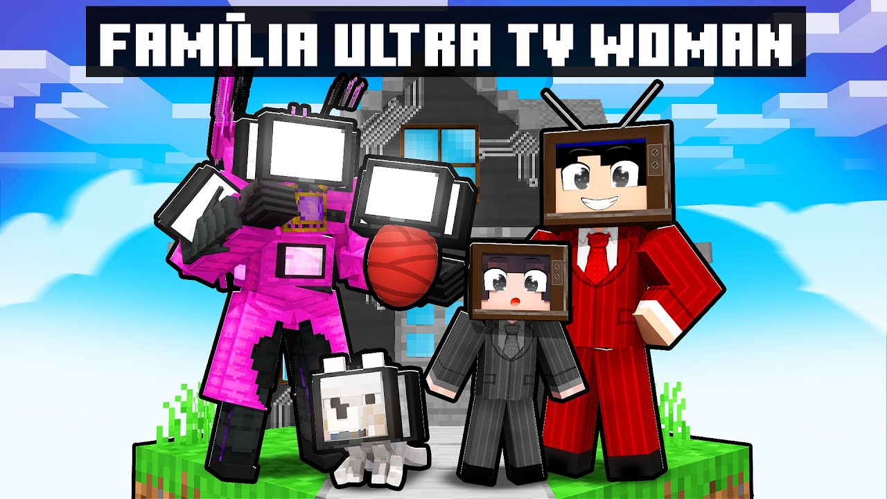 Tenho Uma FAMÍLIA ULTRA TV WOMAN em Apenas um Bloco no Minecraft - YouTube