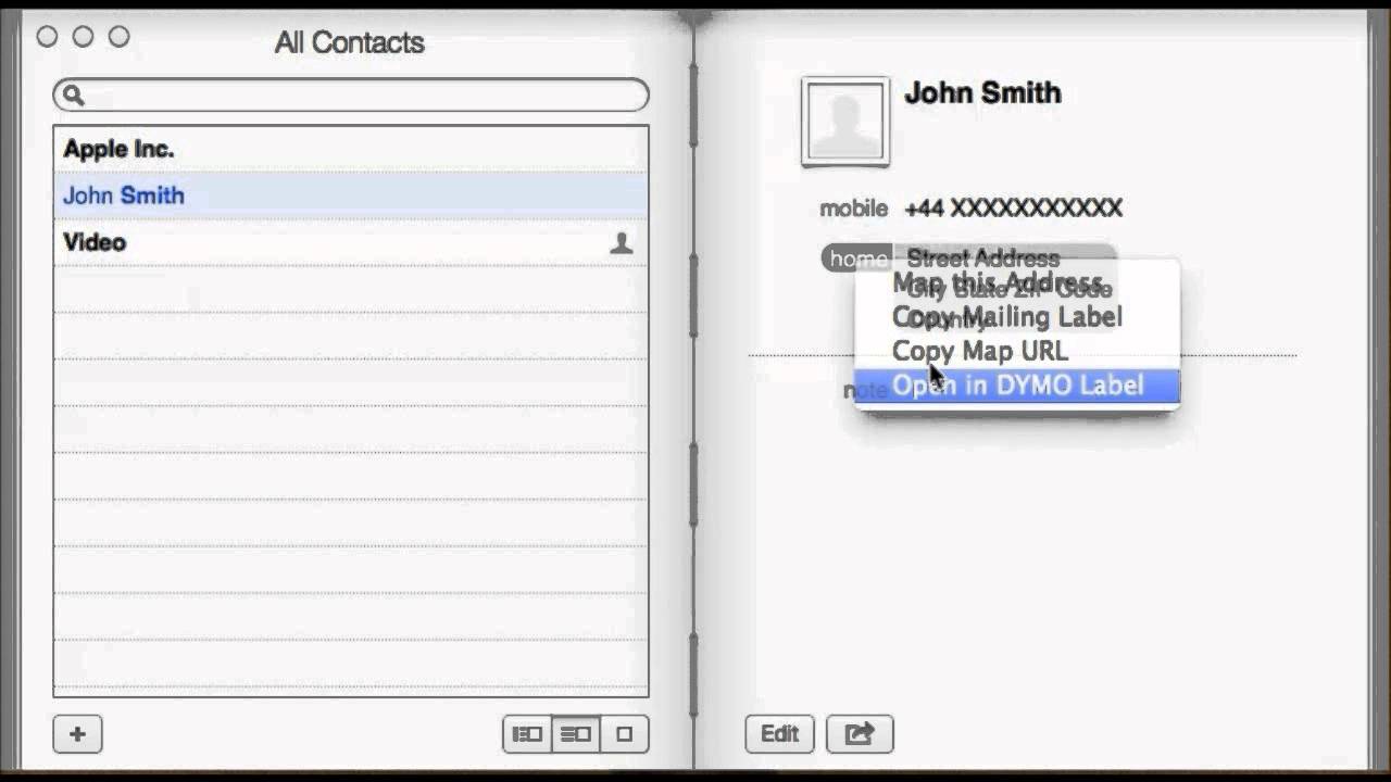 How to print via DYMO Add ins from MAC Address Book - YouTube