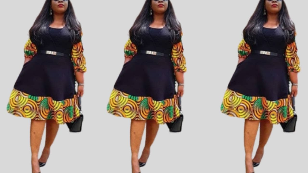 let us cut and sew this stylish plain and pattern dress on the picture ...