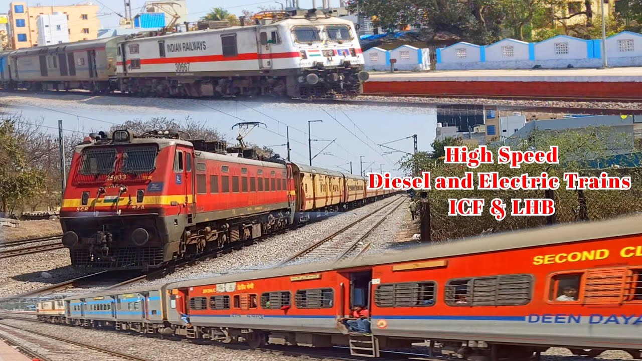 Melodious track sounds || High Speed Diesel and Electric Trains || 130 ...