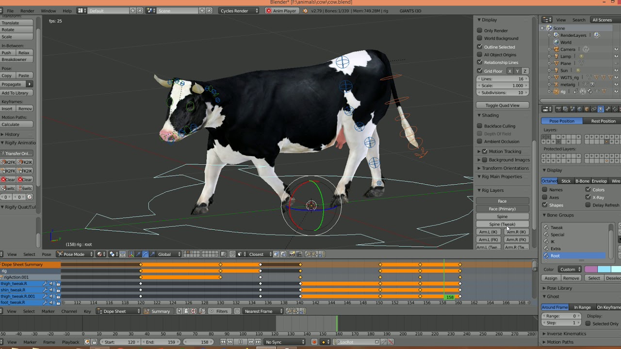 cow walk animation test - YouTube