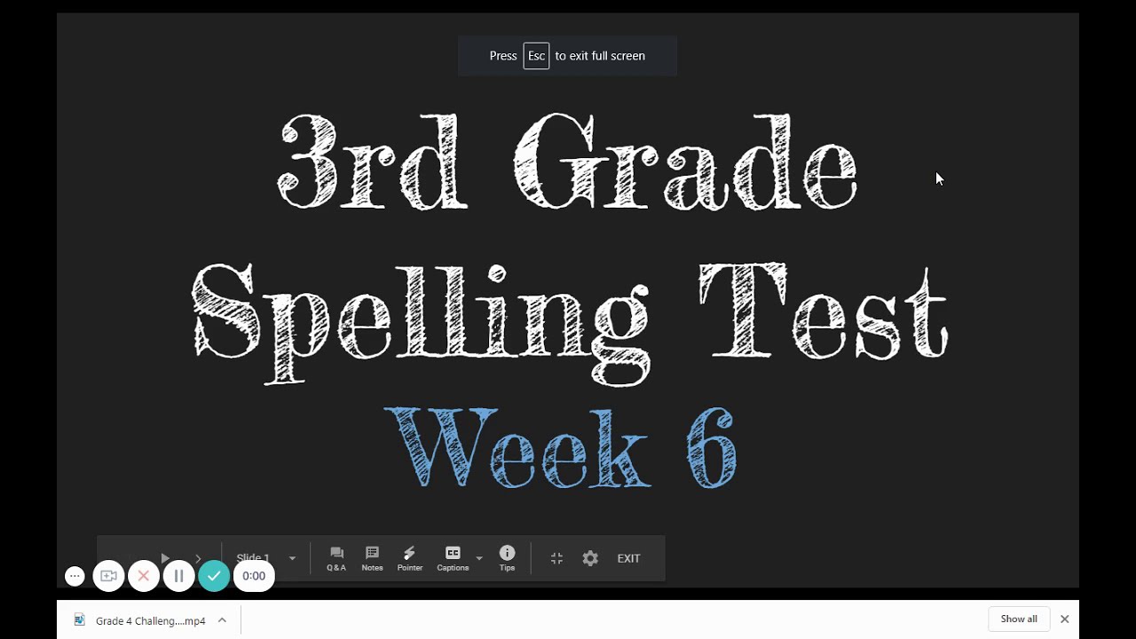 Grade 3 Week 6 Spelling Test - YouTube