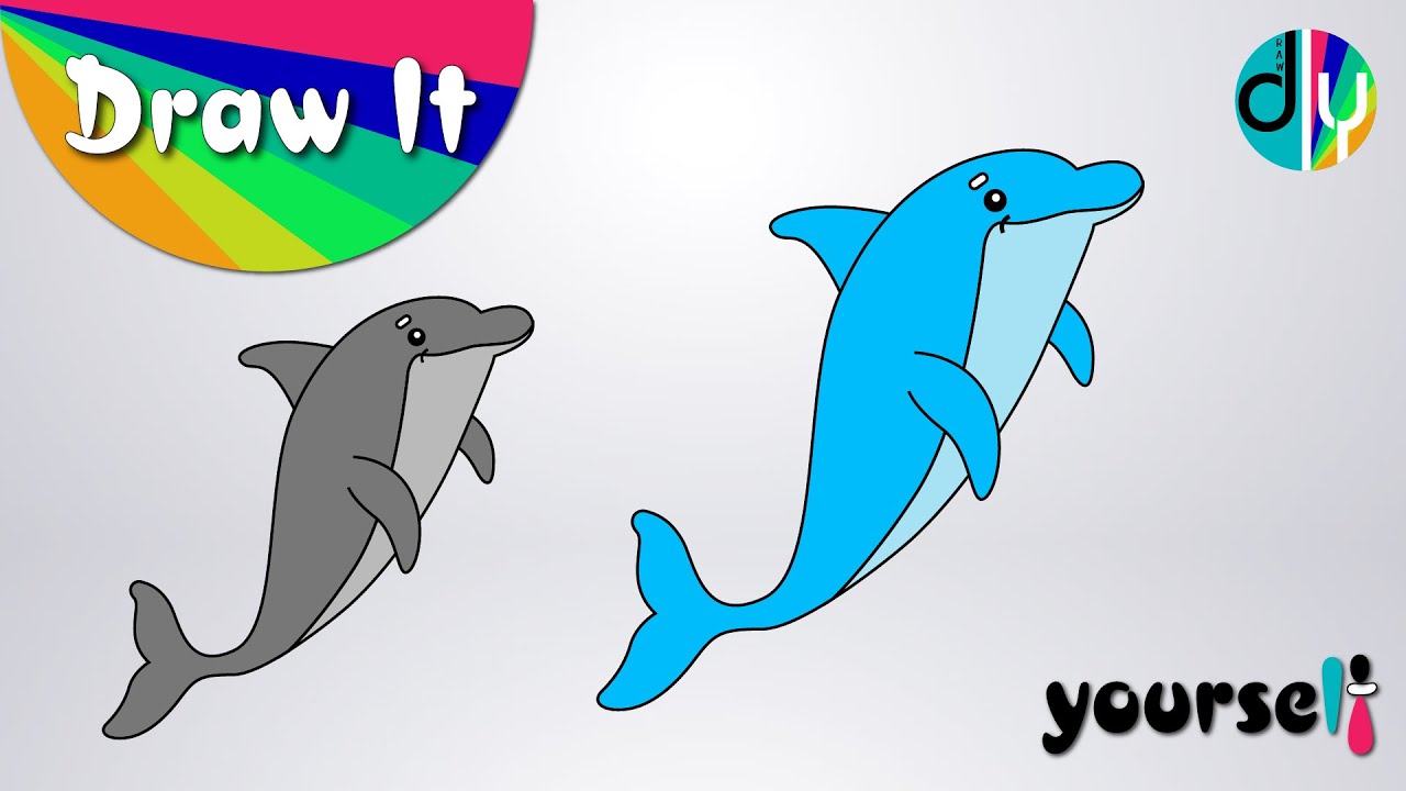 Dolphin drawing for kids| How to draw Dolphin|Draw step by step without ...