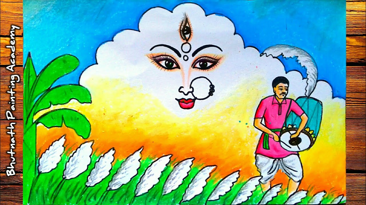 durga puja drawing ||Navaratri - YouTube