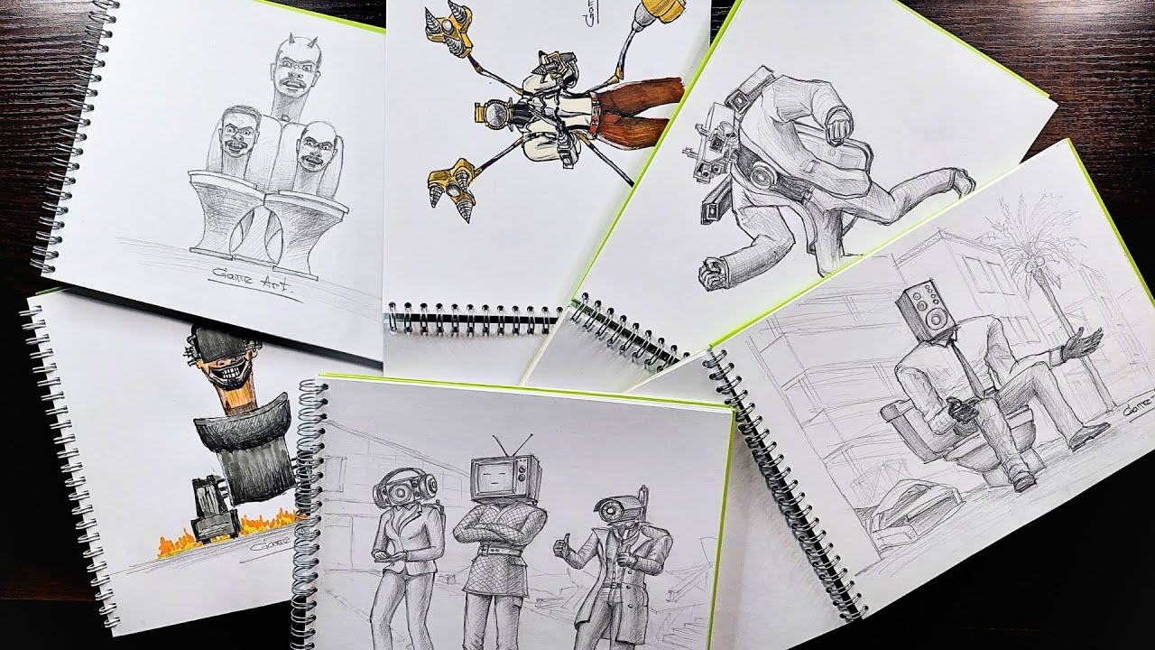 150 Skibidi Toilet Characters in my 6 Sketchbooks - YouTube