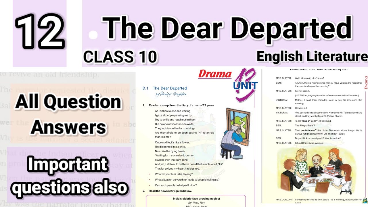 The Dear Departed Question Answer Class 10 English Literature Chapter ...