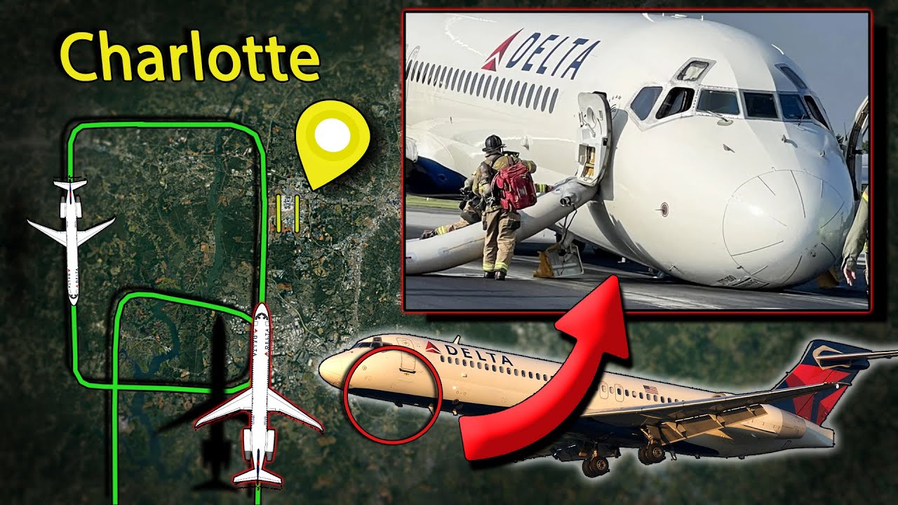 NOSE GEAR UP LANDING | Delta B717 Gear Failure at Charlotte - YouTube
