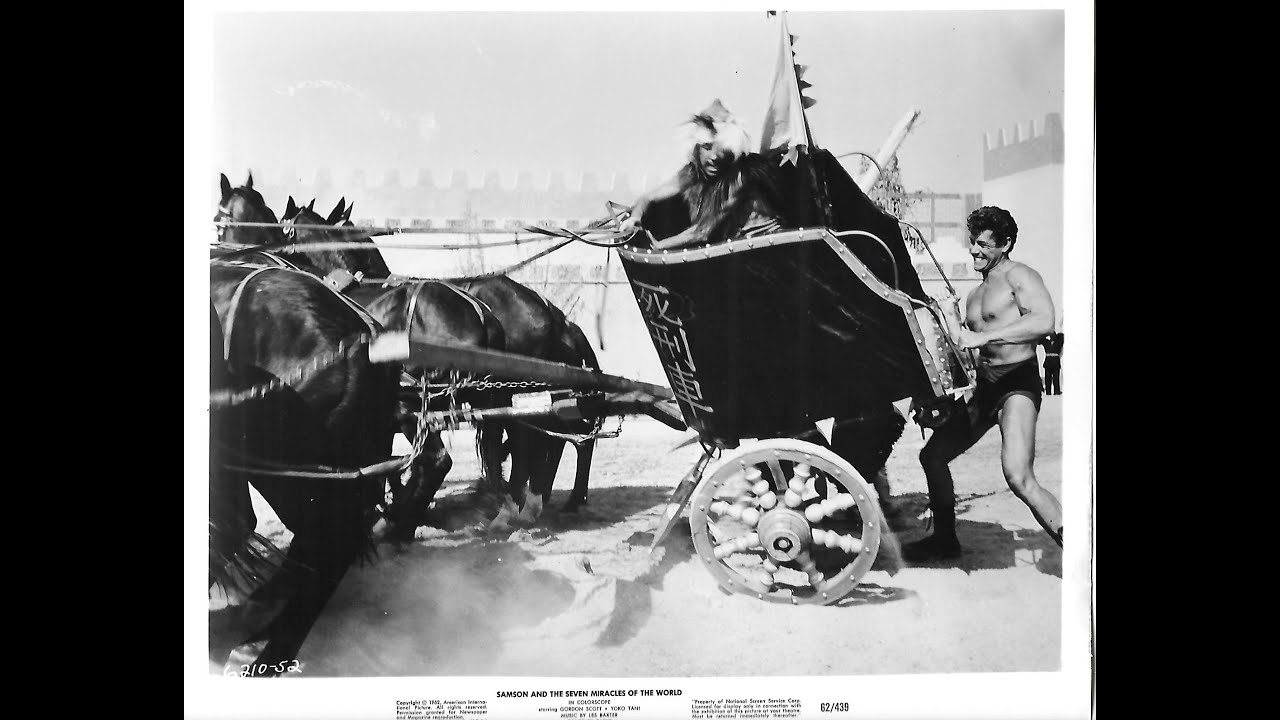 CHARIOT SCENE stunt, SAMSON & the 7 MIRACLES OF THE WORLD, Gordon Scott ...