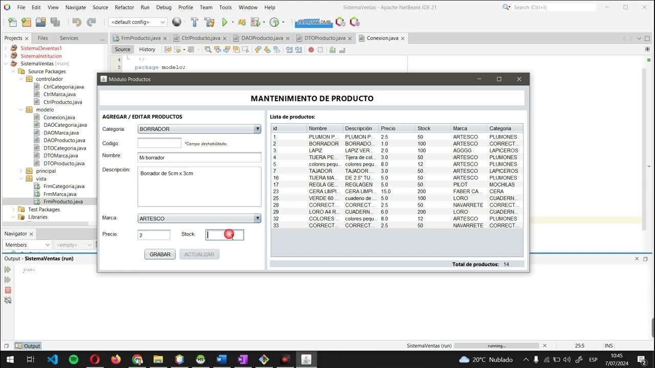 CRUD JAVA con PreparedStatement PATRON MVC (Productos) - YouTube
