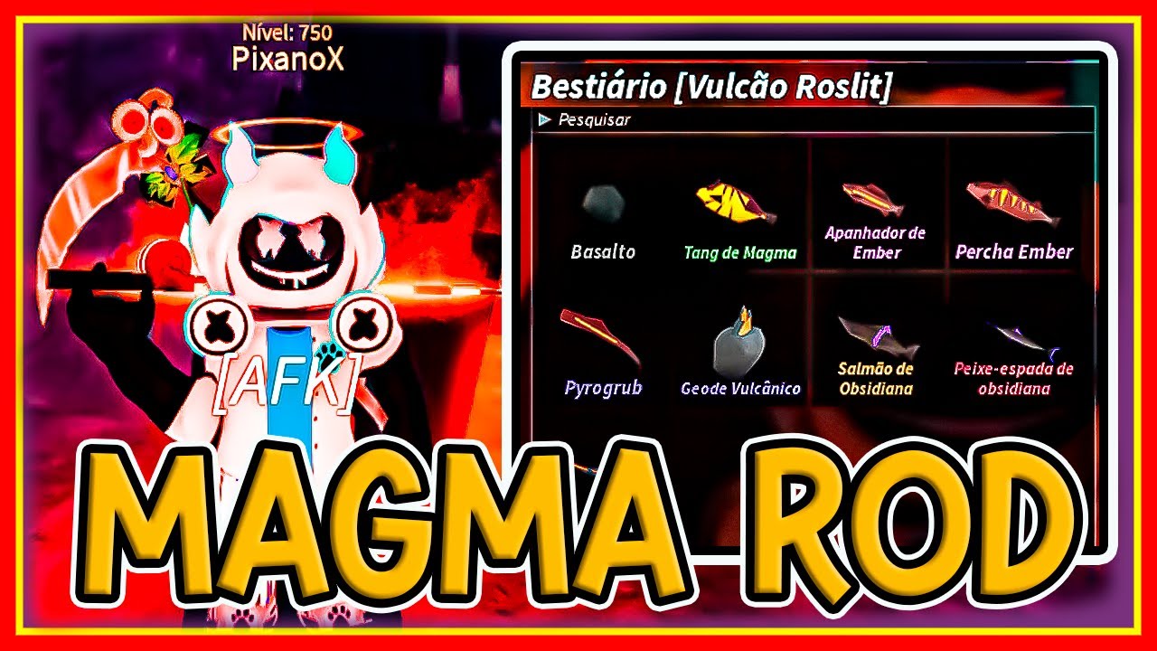 Como pegar MAGMA ROD e completar o bestiário do vulcão Roslit - YouTube