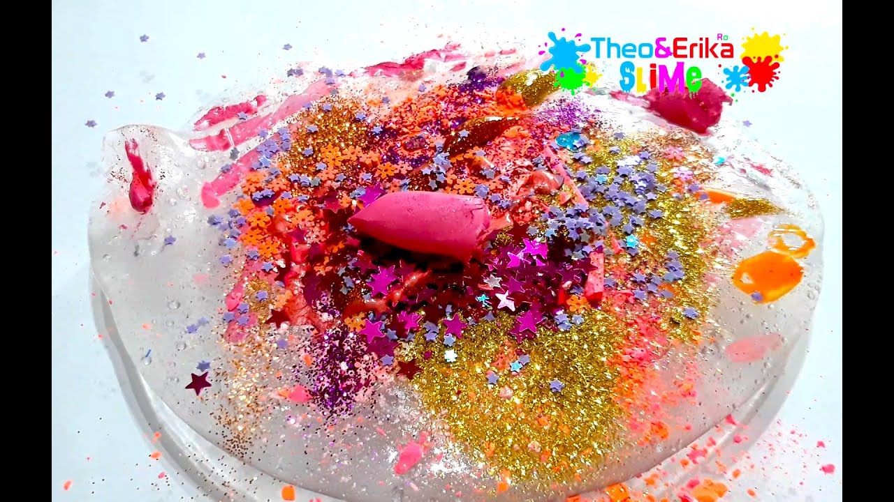 Mixing Makeup Eyeshadow Into Clear Slime (Part1) Pink/Purple/Orange ...