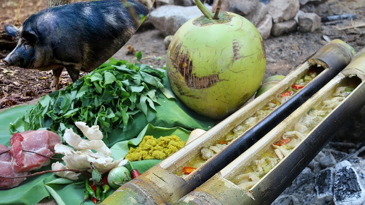 Primitive Technology with Survival Skills Cooking Pig for food - YouTube