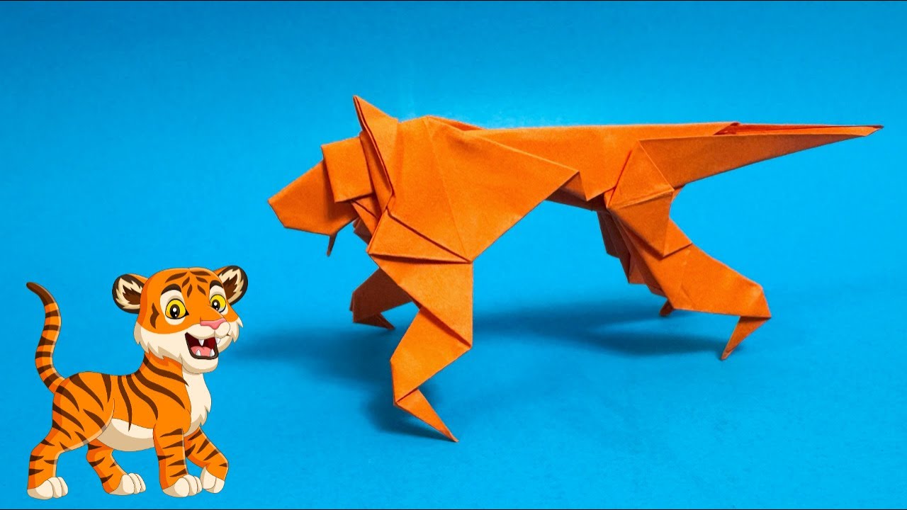 Tiger Basteln | Wie man einen Papiertiger faltet | Origami Tiere - YouTube