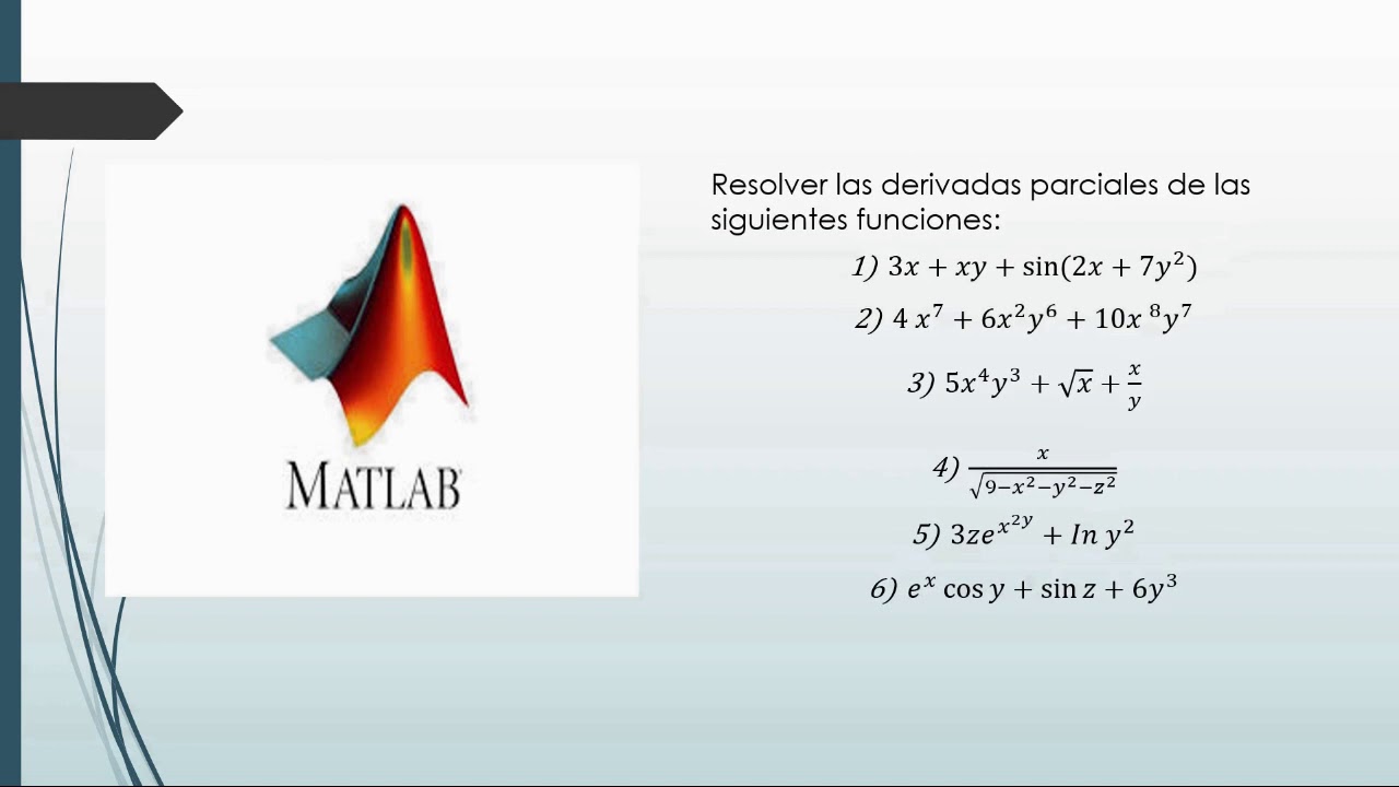 Como hacer derivadas parciales en Matlab - YouTube
