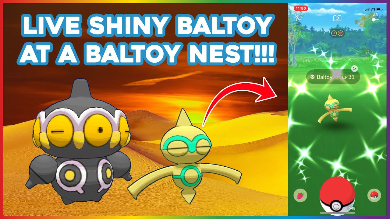 Live Shiny Baltoy at a Nest + Shiny Claydol Evolution!!! | Pokemon GO ...