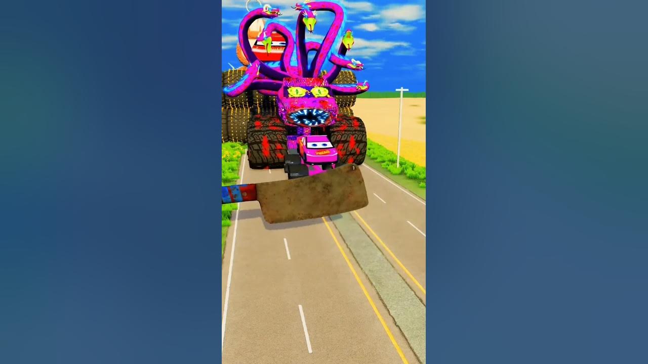 Colourful School Buses vs HydraulicCrush - Ultimate Destruction! |BeamNG.drive - YouTube