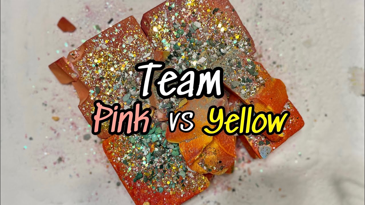 💥 PINK VS YELLOW DYED BLOCKS | CRISPY & SOFT | BLEACHED HEART | ASMR ...