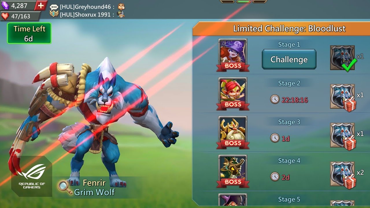 Limited Challenge: Bloodlust Stage 1 Challenge - Lords Mobile | A ...