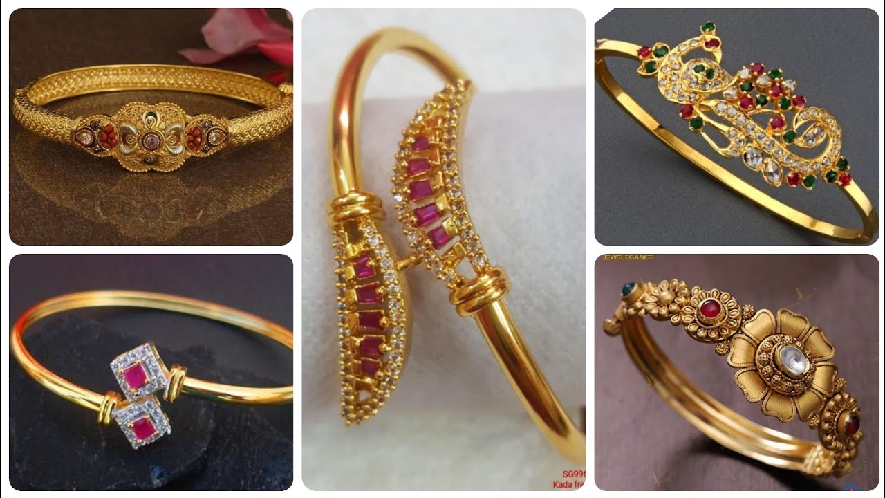 Latest Gold And Ruby Bracelets Ideas Casual 1 Piece Gold Ruby Bangle ...