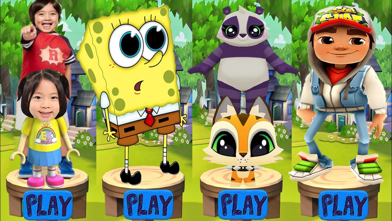 Tag with Ryan vs SpongeBob Run vs Subway Surfers vs Dash Tag - Run ...